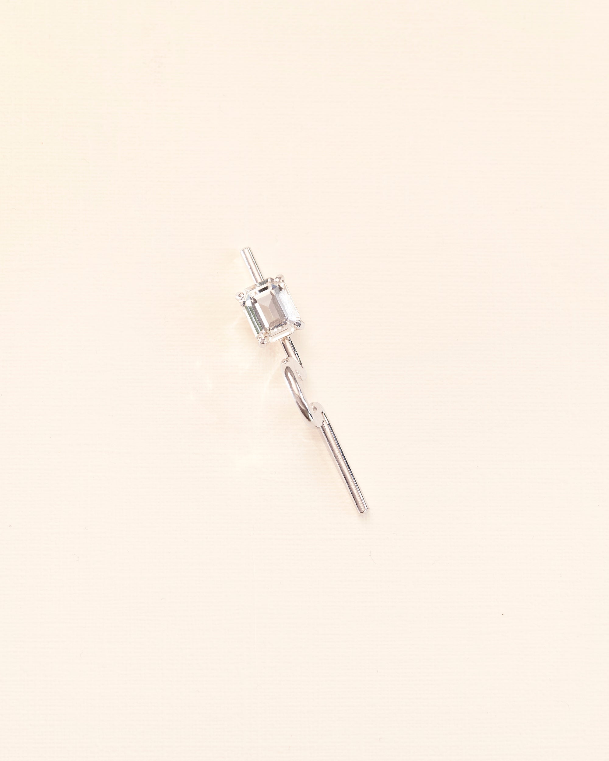 T-lock cuff with crystal in silver